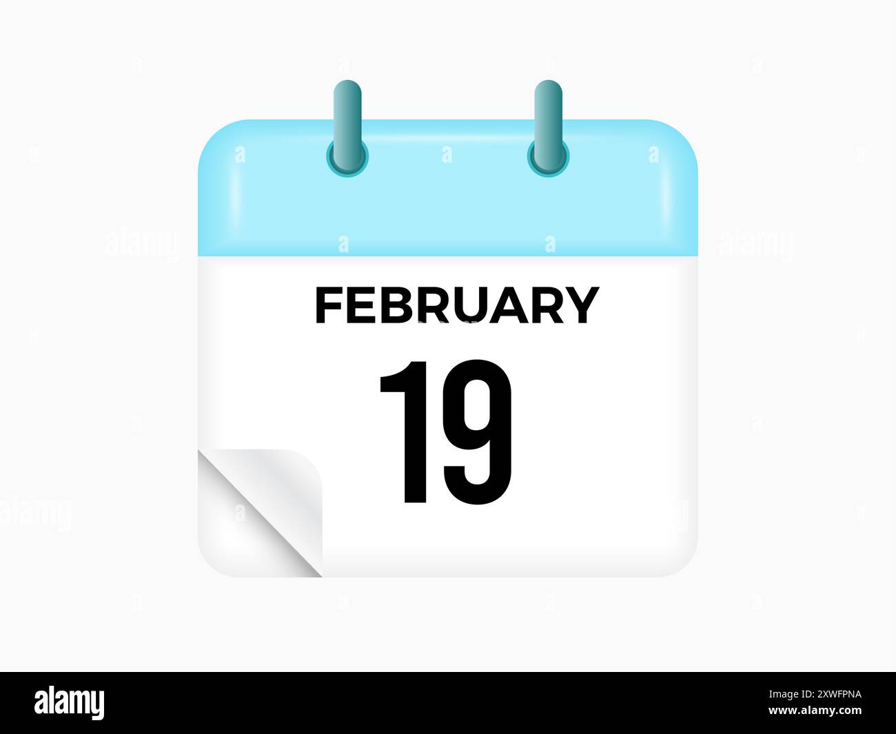 February 19 - calendar and Time planner. Daily Calendar Icon reminder ...