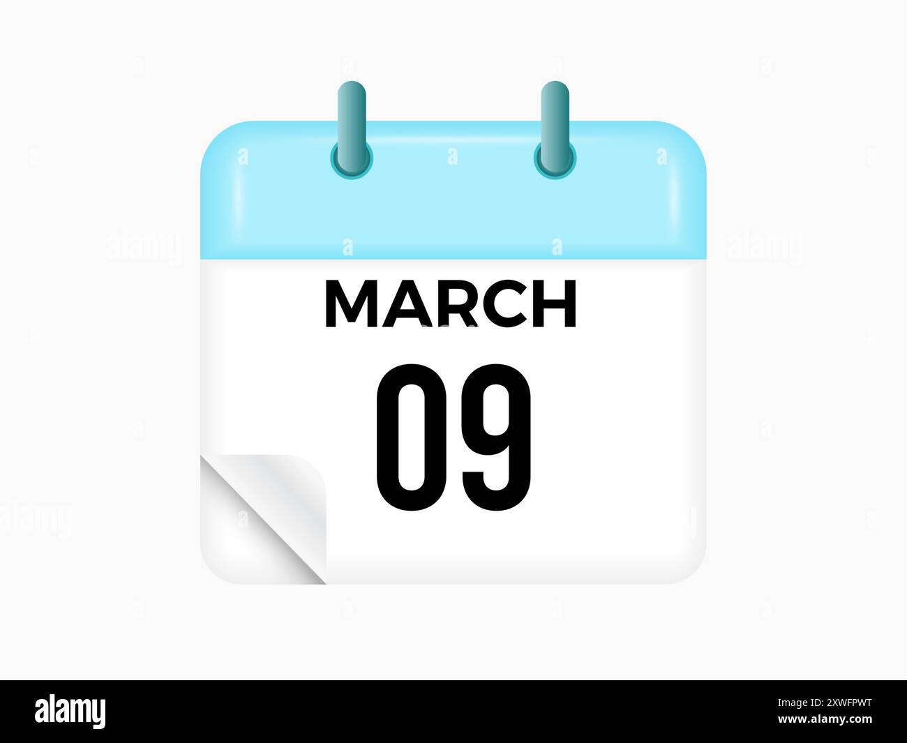 March 9 - calendar and Time planner. Daily Calendar Icon reminder ...