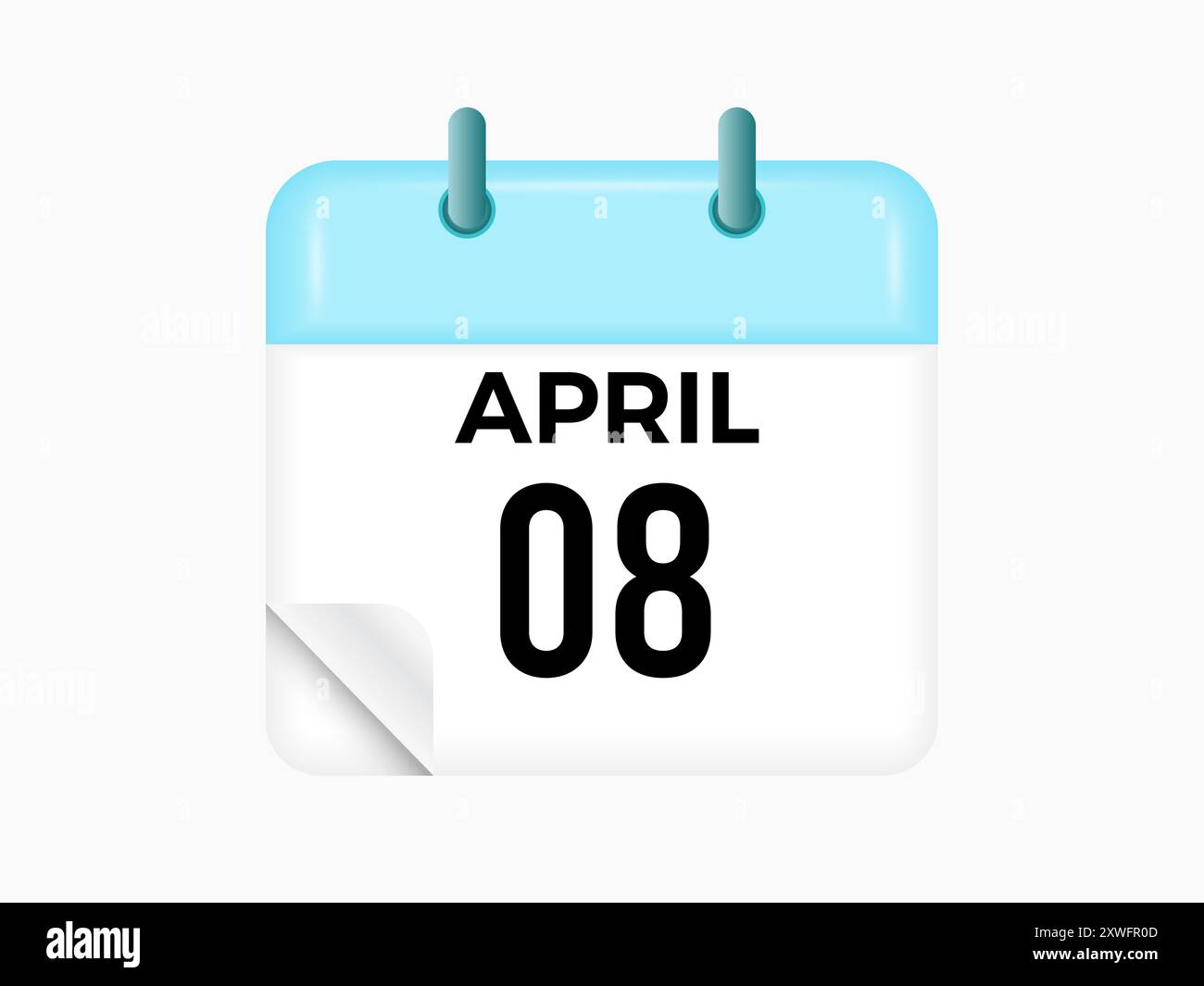 April 8 - calendar and Time planner. Daily Calendar Icon reminder ...
