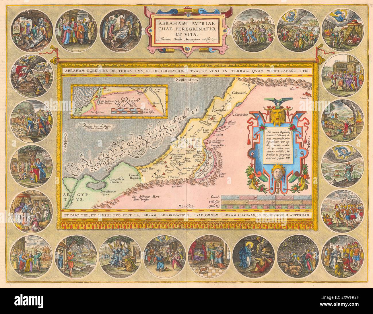 Vintage pictorial map. The Travels and Life of Abraham the Patriarch in ...