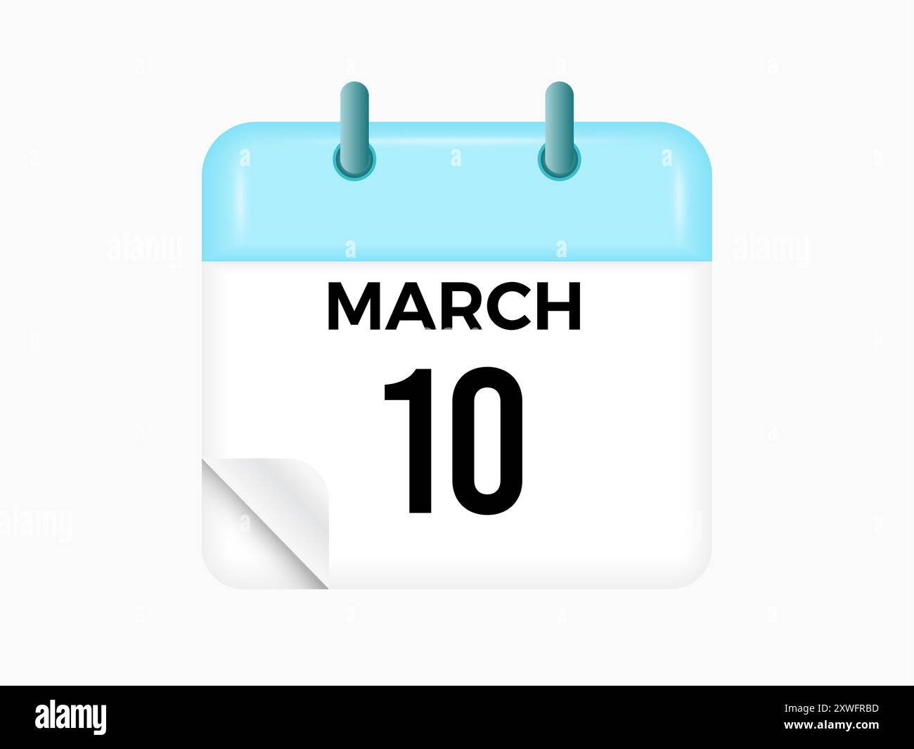 March 10 - calendar and Time planner. Daily Calendar Icon reminder ...