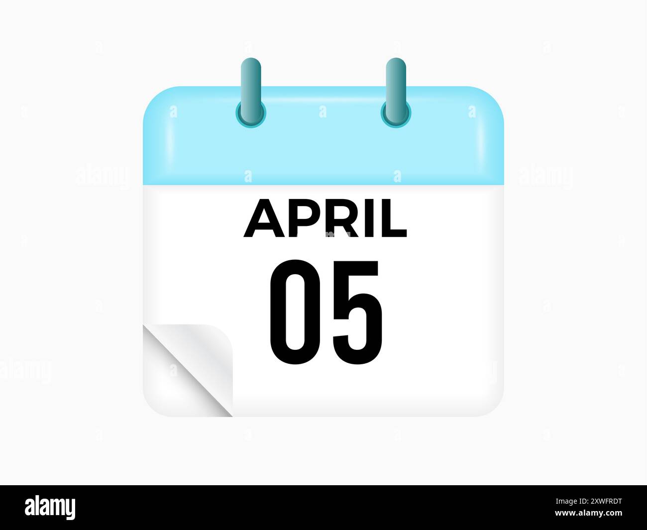 April 5 - calendar and Time planner. Daily Calendar Icon reminder ...