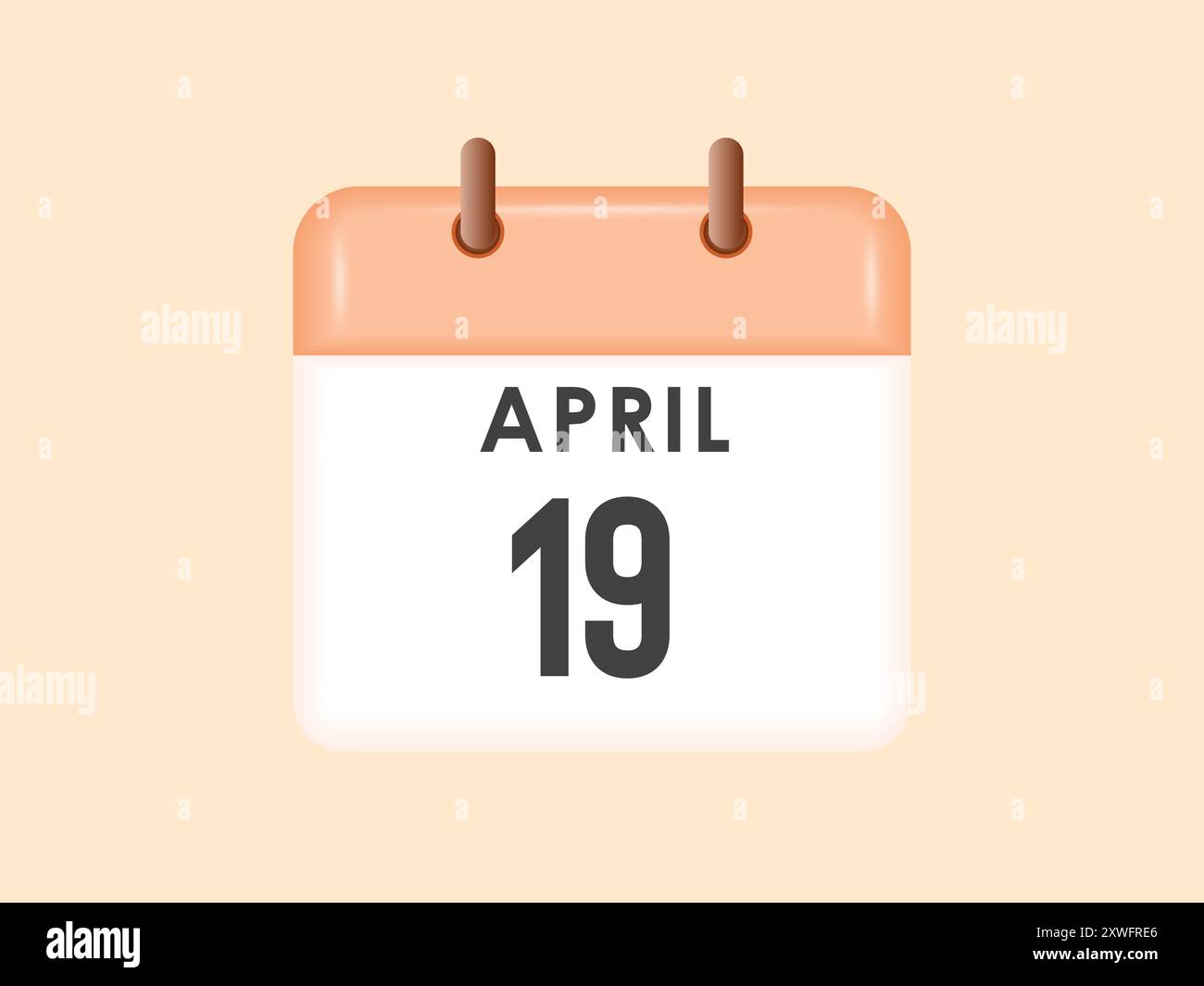 April 19 - calendar and Time planner. Daily Calendar Icon reminder ...