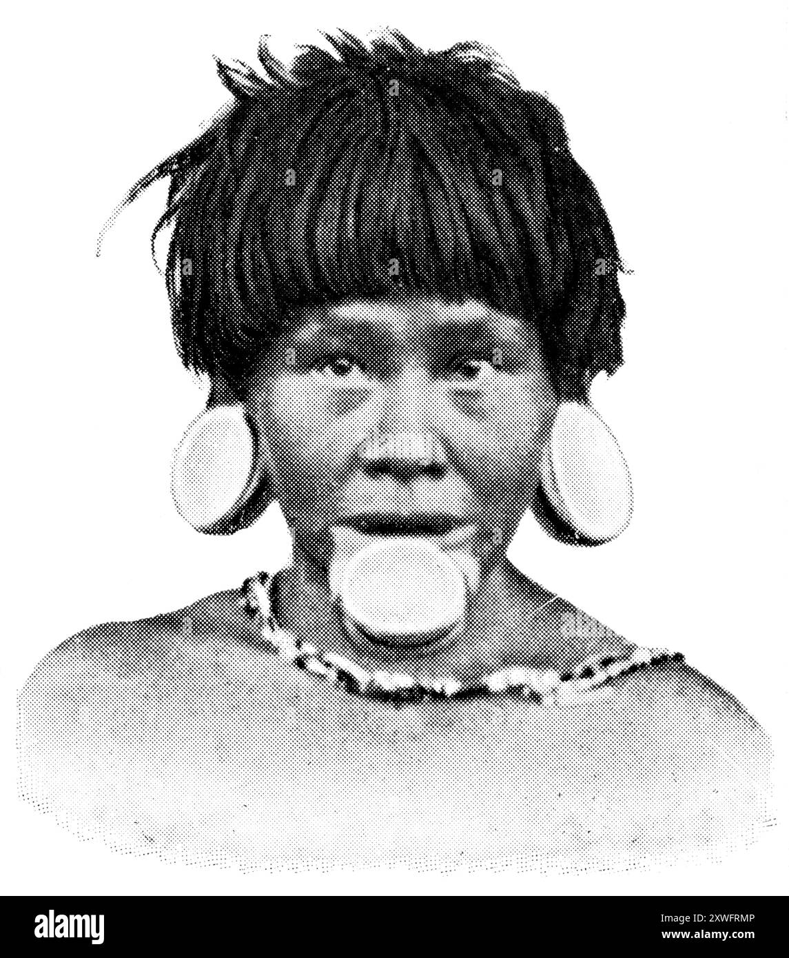 American peoples. Portrait of Aimore woman. The Aimore (Botocudo ) are ...