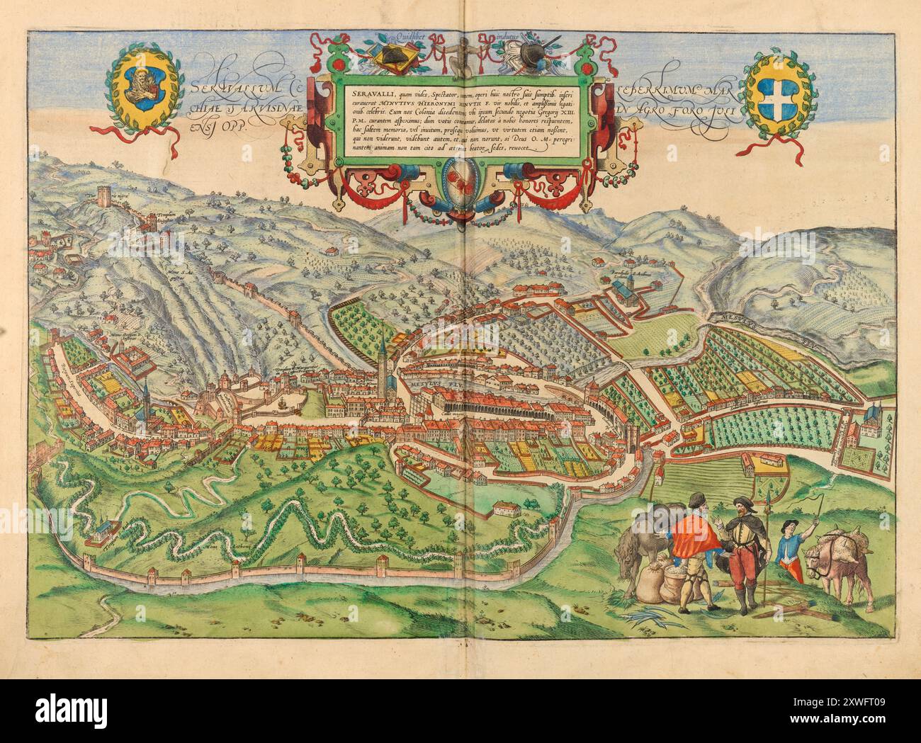 Serravalle Scrivia, Italy on an etching by Franz Hogenberg circa 1575 ...