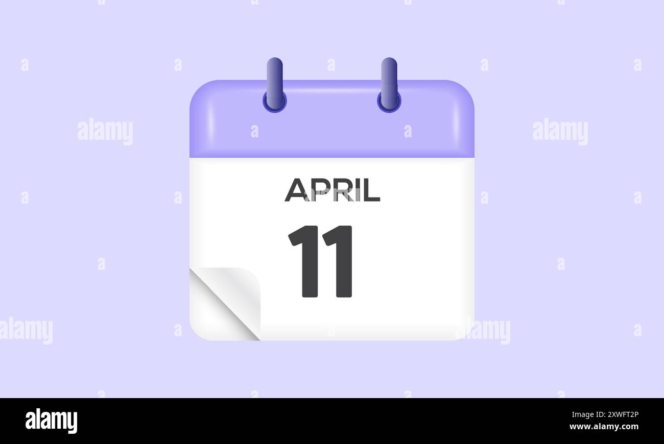 April 11 - calendar and Time planner. Daily Calendar Icon reminder ...