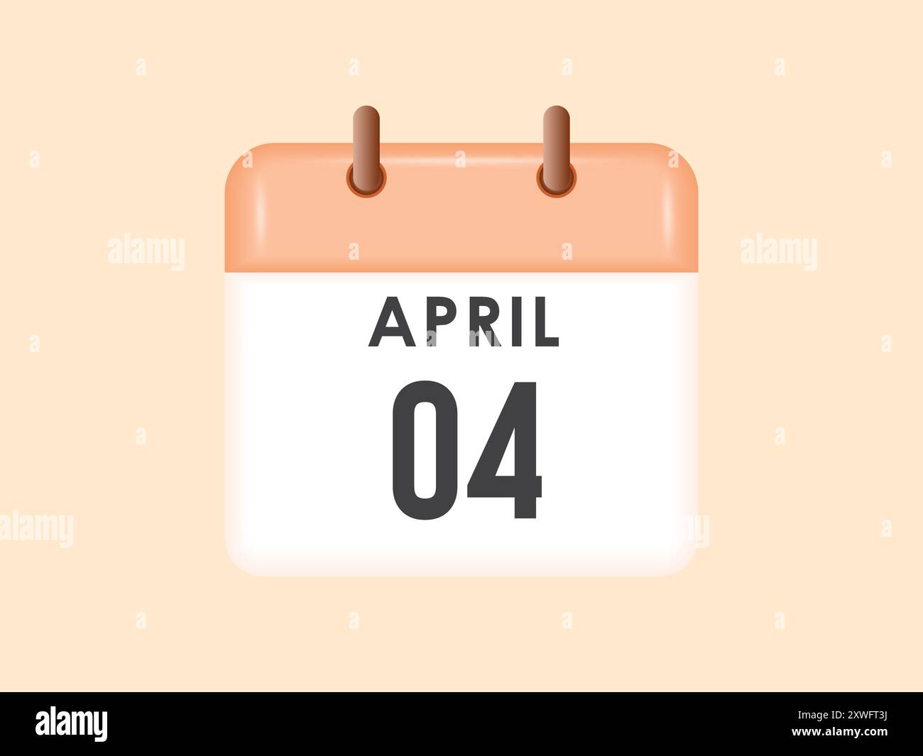 April 4 - calendar and Time planner. Daily Calendar Icon reminder ...