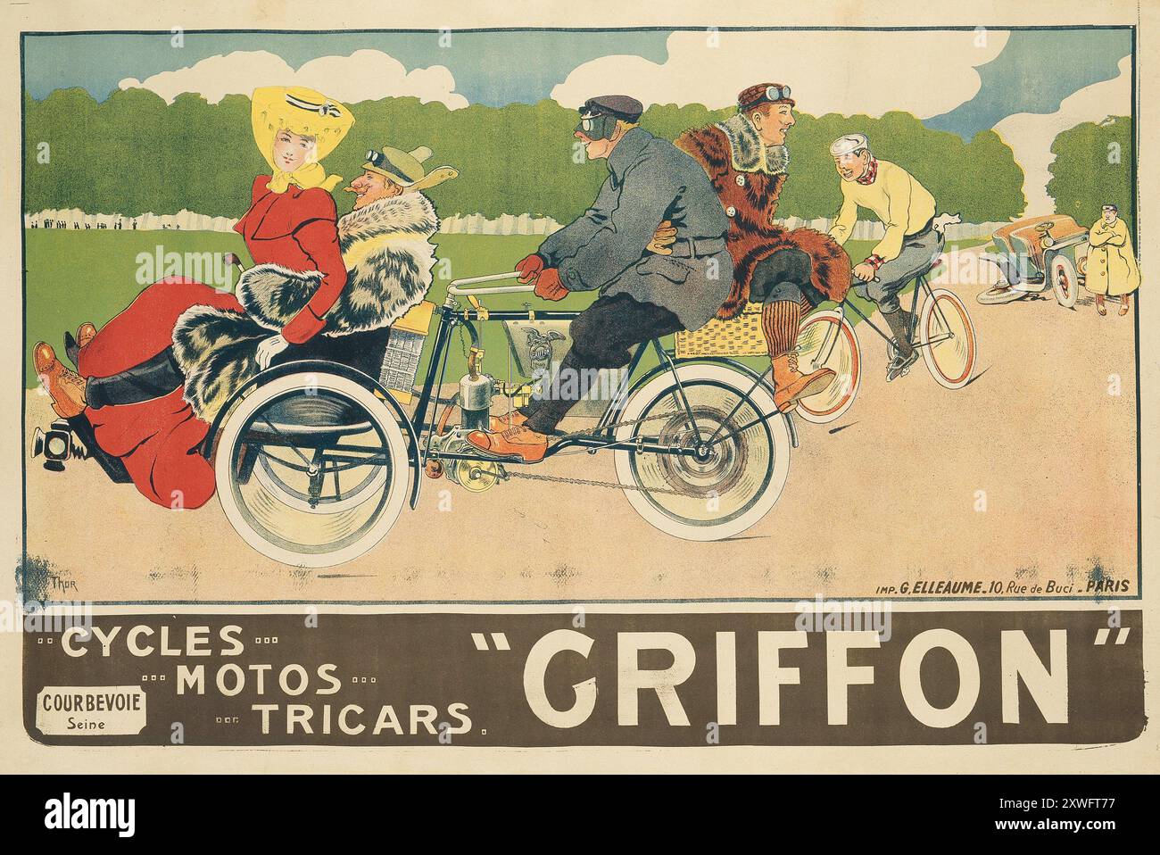 Vintage French Advertisment Poster, for Griffon, Cycles , Motos ...