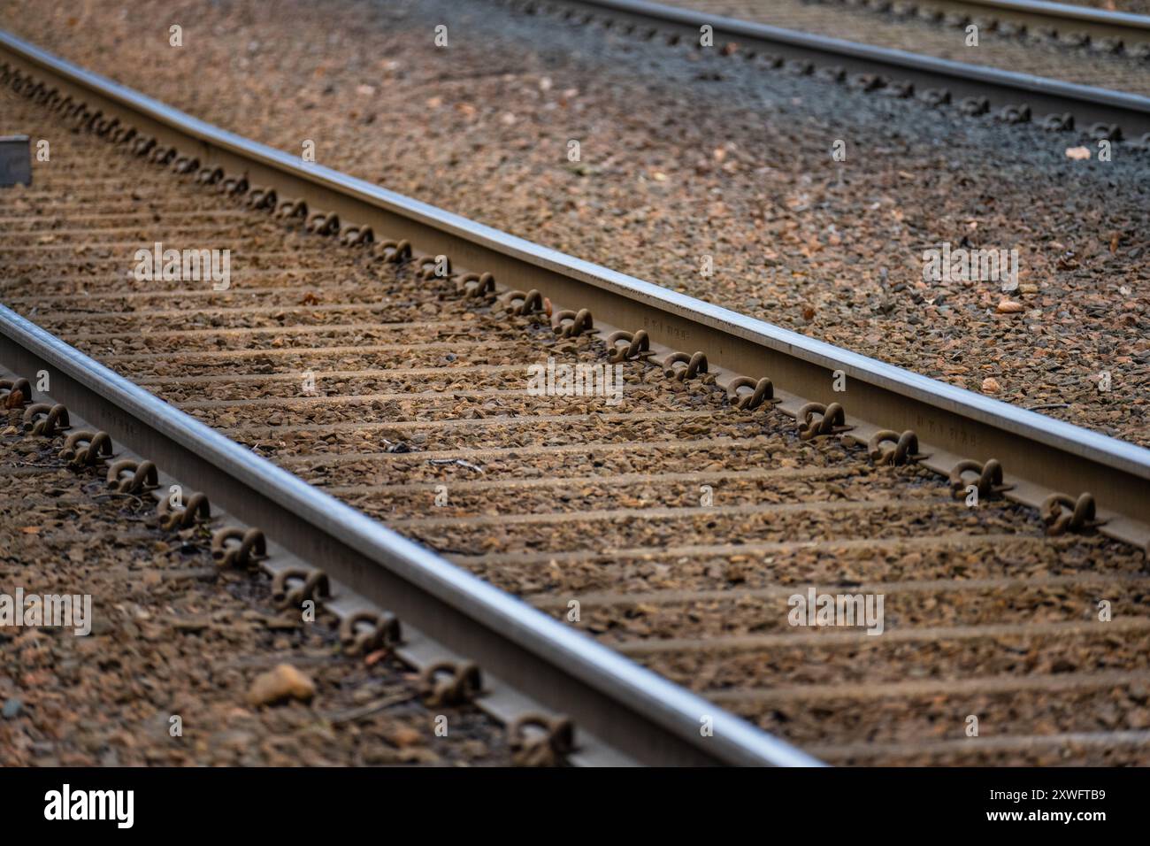 Rusty curve of a tram track Stock Photo - Alamy