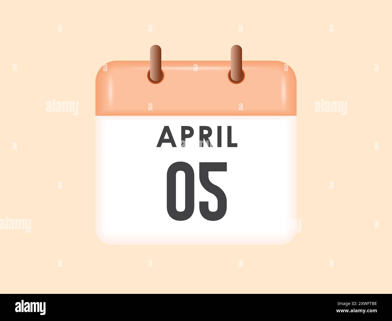 April 5 - calendar and Time planner. Daily Calendar Icon reminder ...