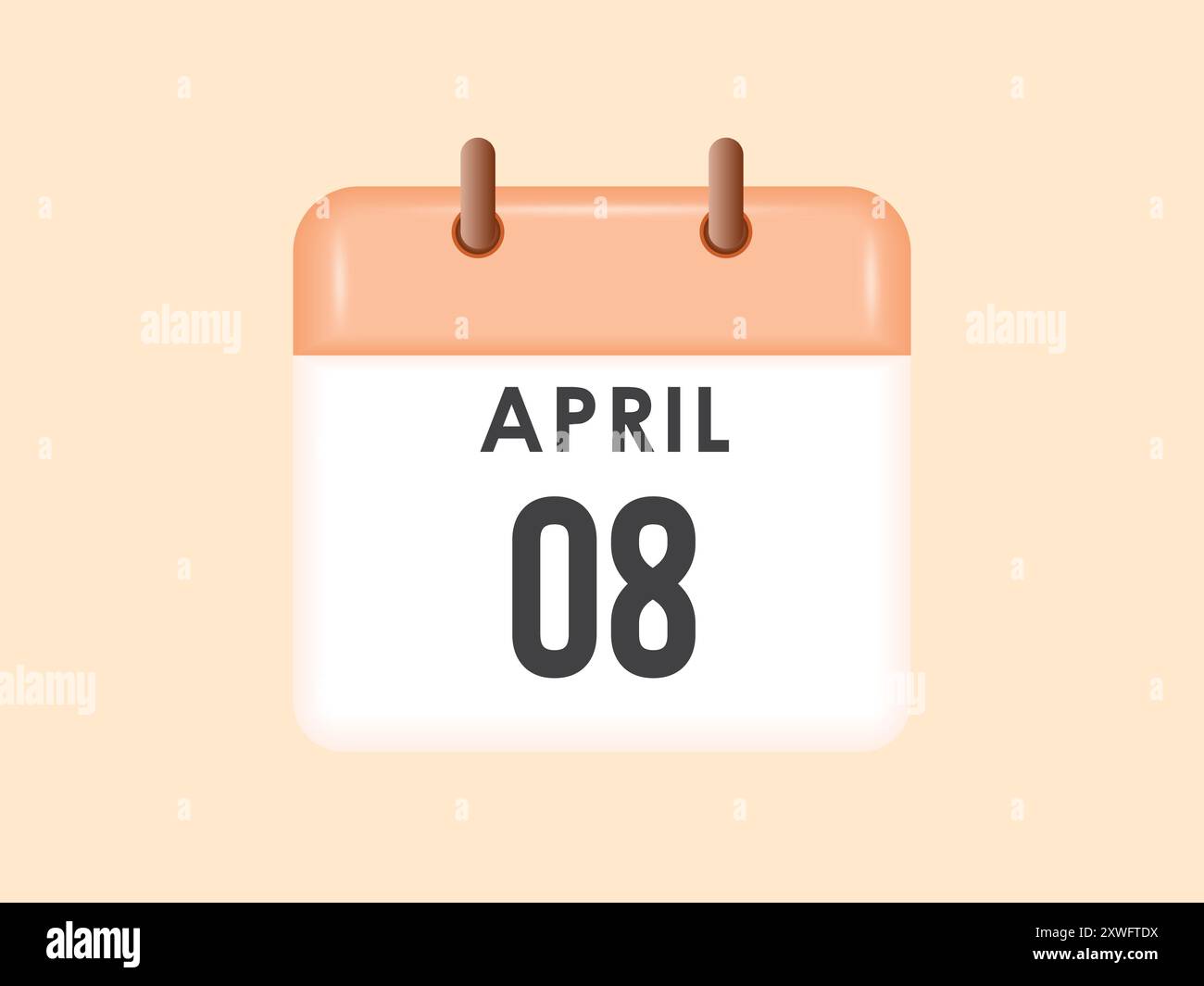 April 8 - calendar and Time planner. Daily Calendar Icon reminder ...