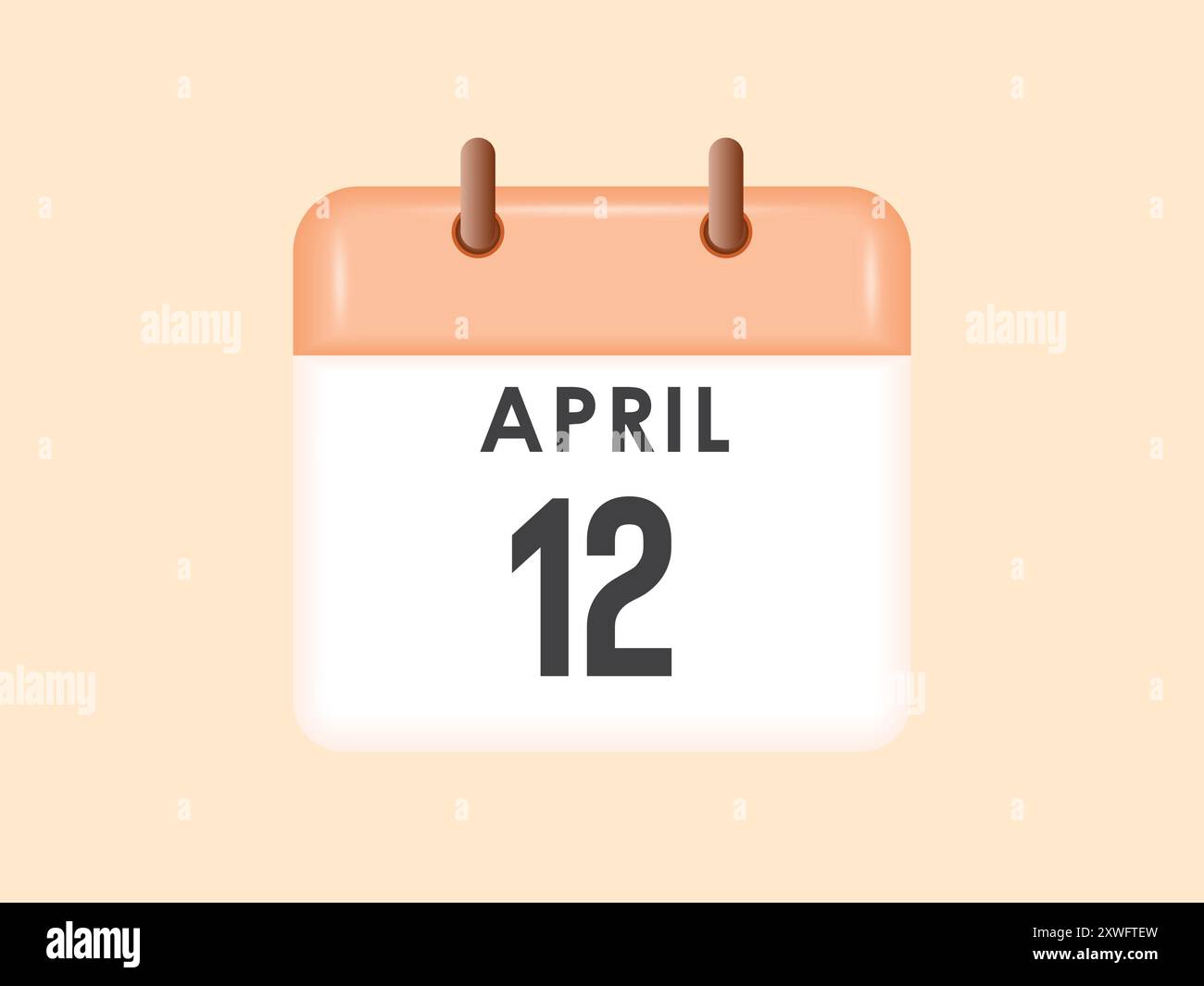 April 12 - calendar and Time planner. Daily Calendar Icon reminder ...