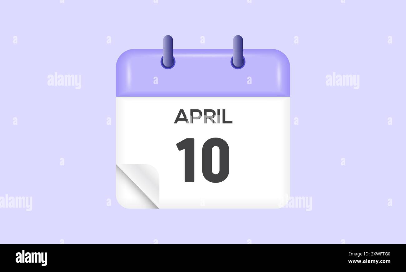 April 10 - calendar and Time planner. Daily Calendar Icon reminder ...
