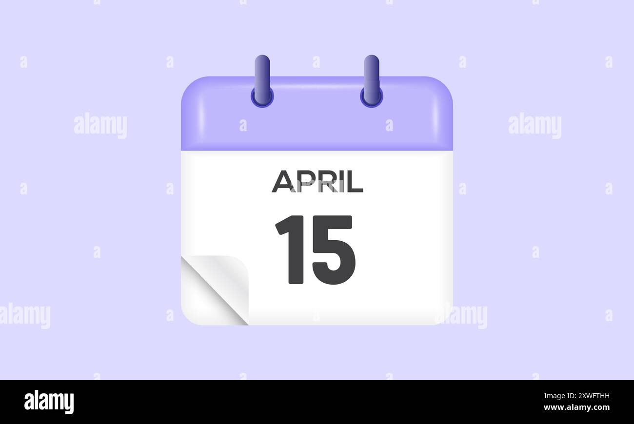April 15 - calendar and Time planner. Daily Calendar Icon reminder ...