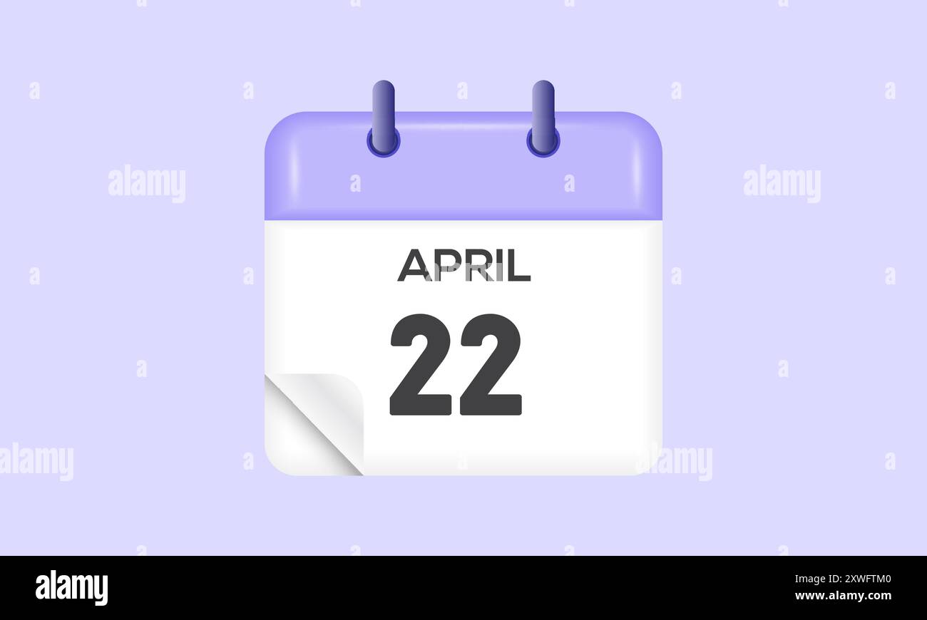April 22 - calendar and Time planner. Daily Calendar Icon reminder ...