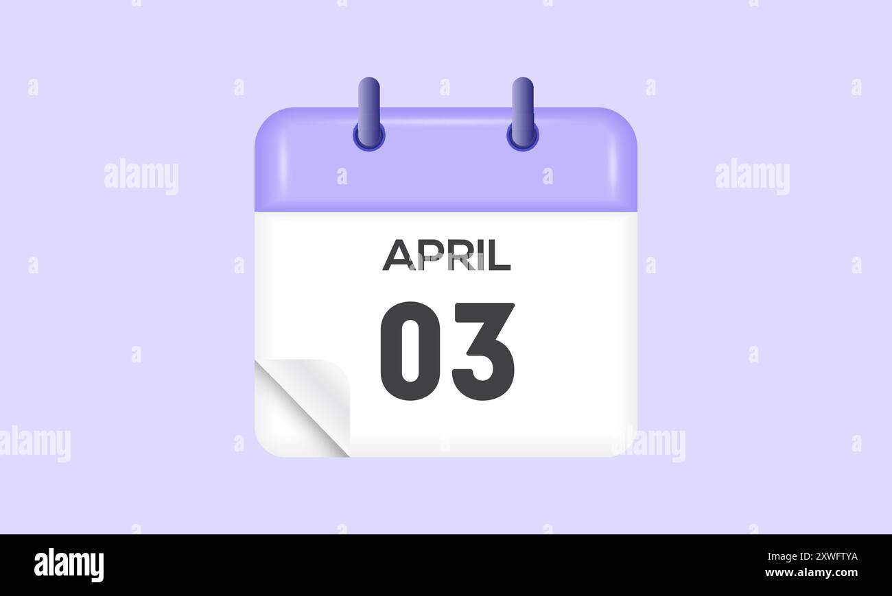 April 3 - calendar and Time planner. Daily Calendar Icon reminder ...