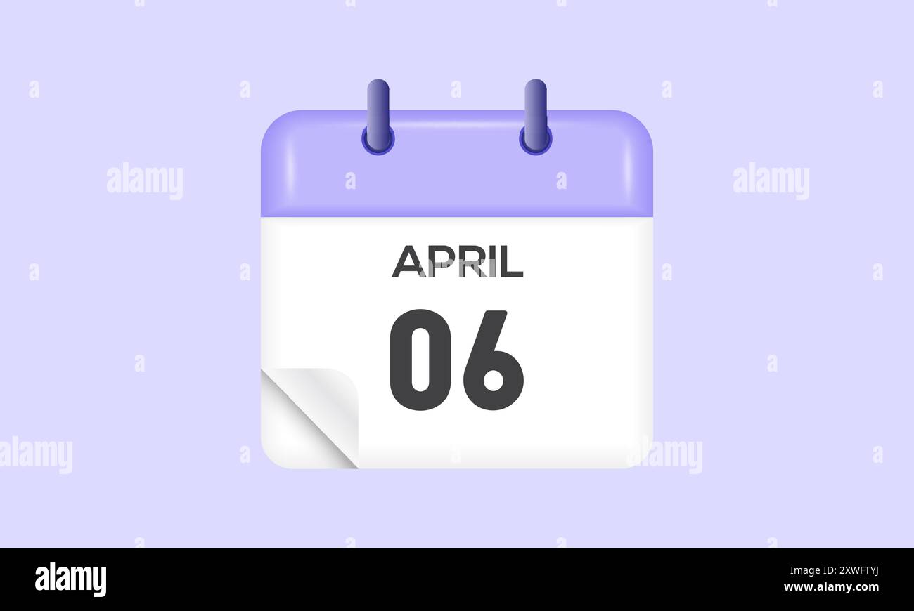 April 6 - calendar and Time planner. Daily Calendar Icon reminder ...
