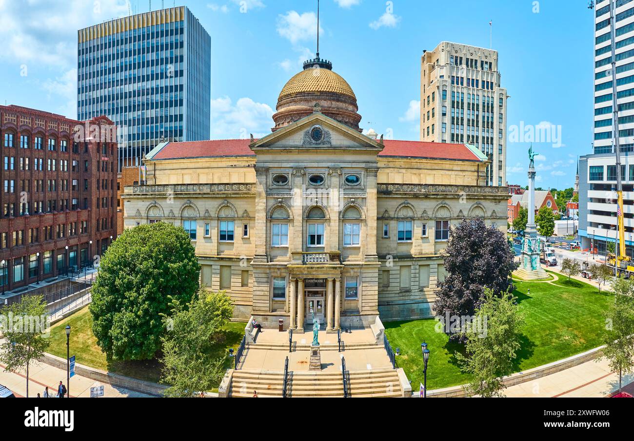 Aerial View of South Bend Courthouse with Historical and Modern ...