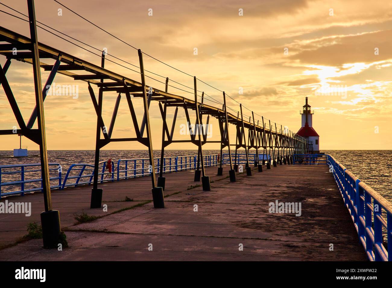 St. joseph north pier lighthouse sunset hi-res stock photography and ...