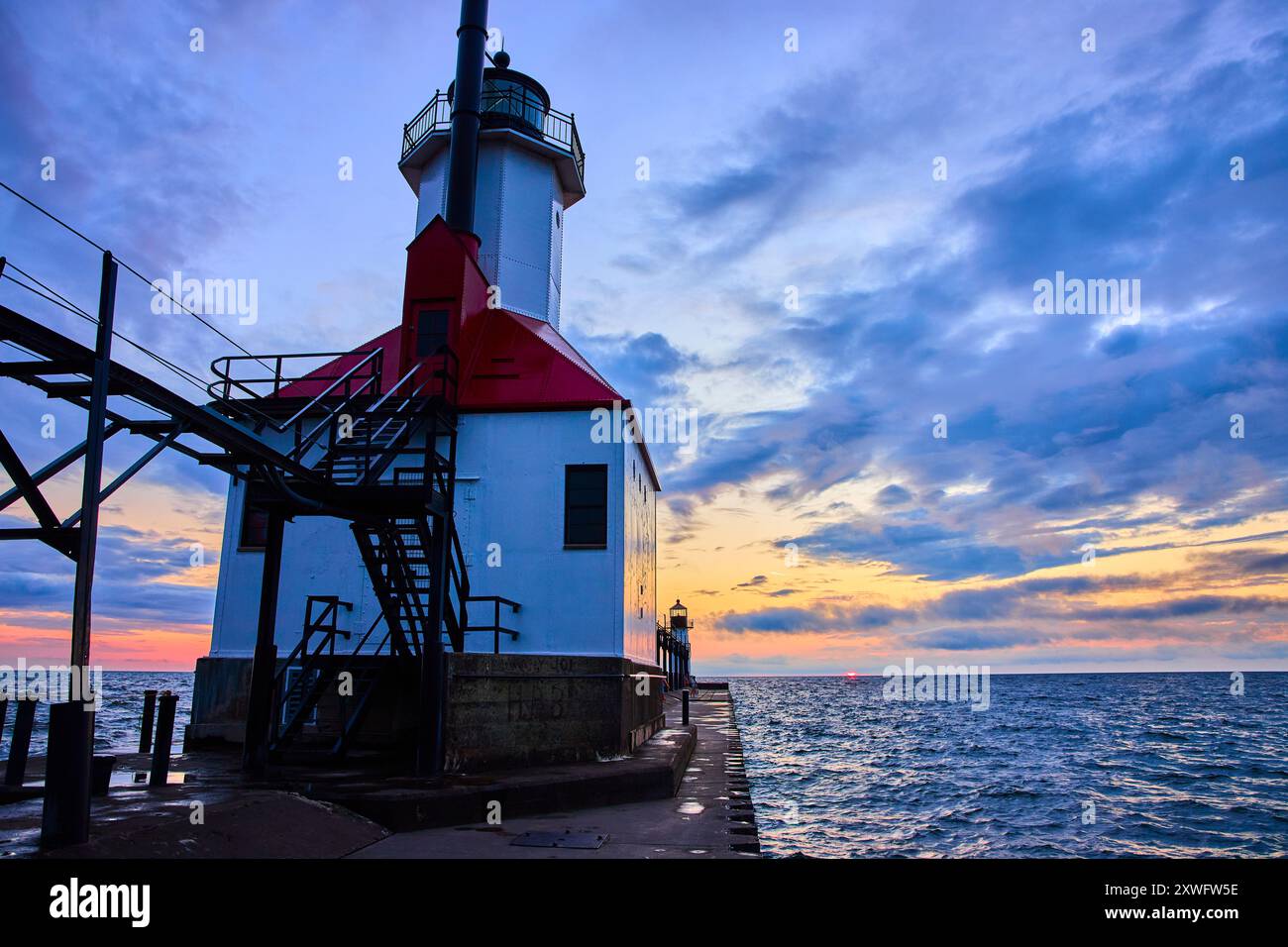 St. joseph north pier lighthouse sunset hi-res stock photography and ...