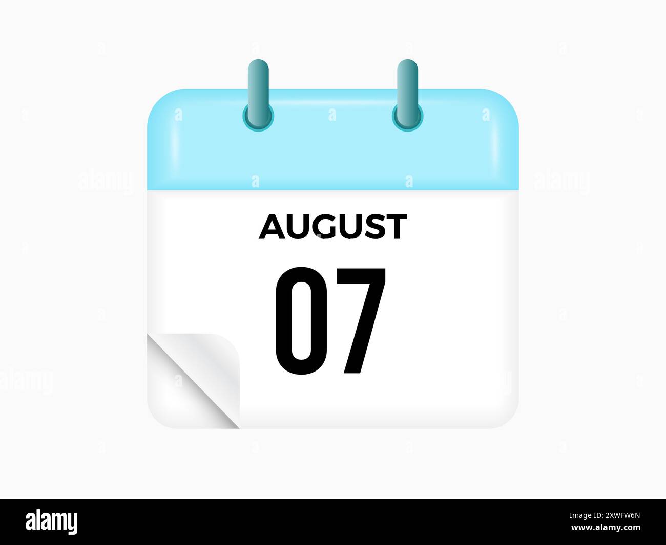 August 7 - calendar and Time planner. Daily Calendar Icon reminder ...