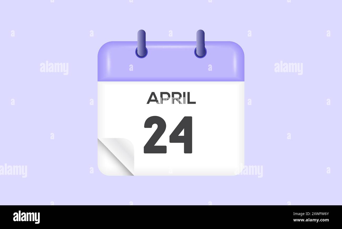 April 24 - calendar and Time planner. Daily Calendar Icon reminder ...