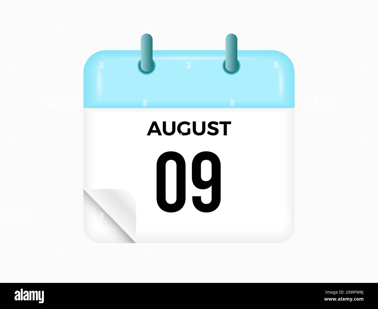 August 9 - calendar and Time planner. Daily Calendar Icon reminder ...