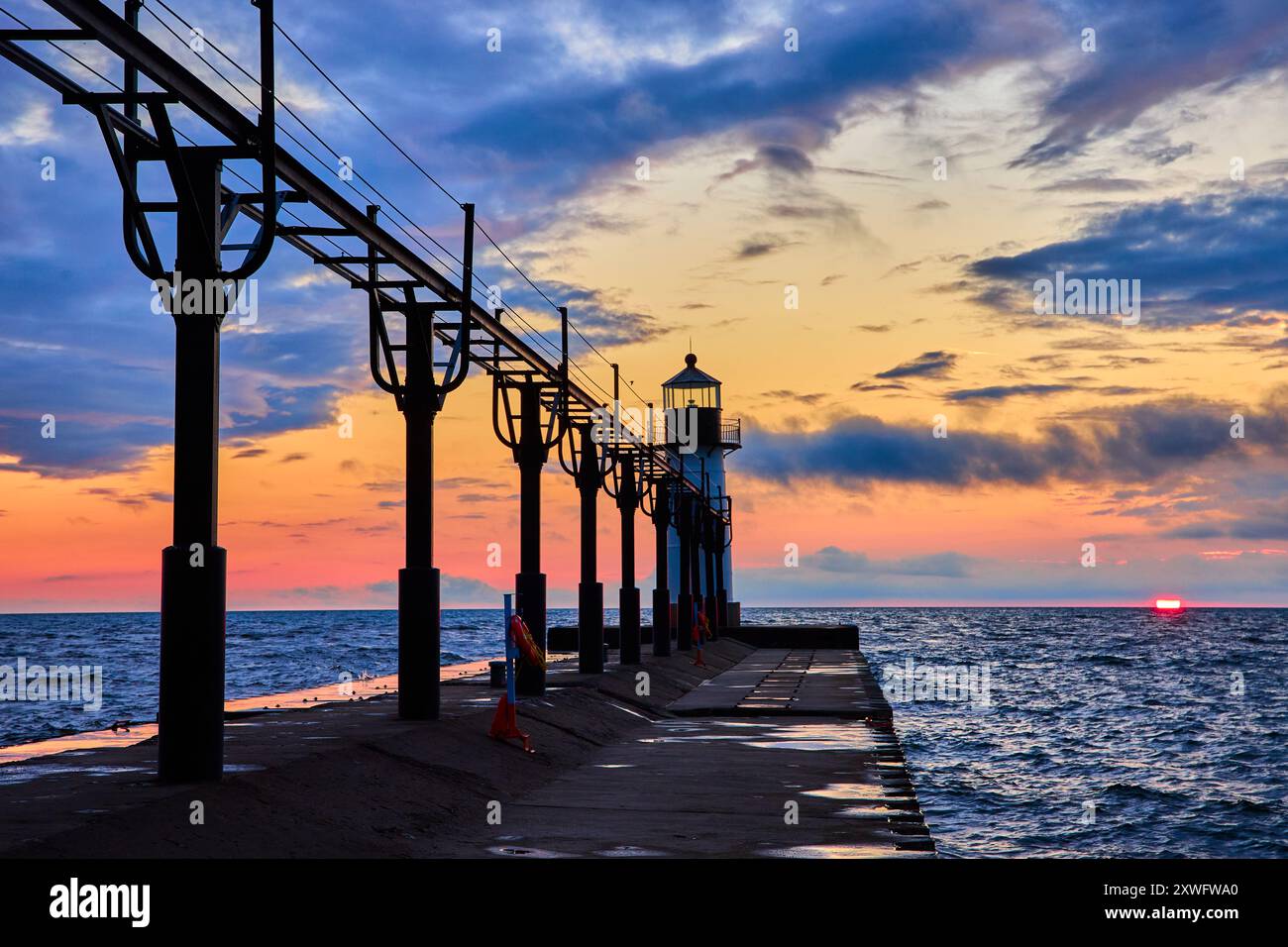 St. joseph north pier lighthouse sunset hi-res stock photography and ...