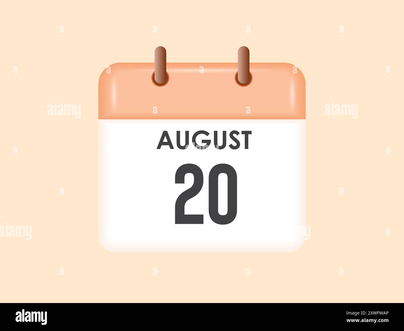 August 20 - calendar and Time planner. Daily Calendar Icon reminder ...