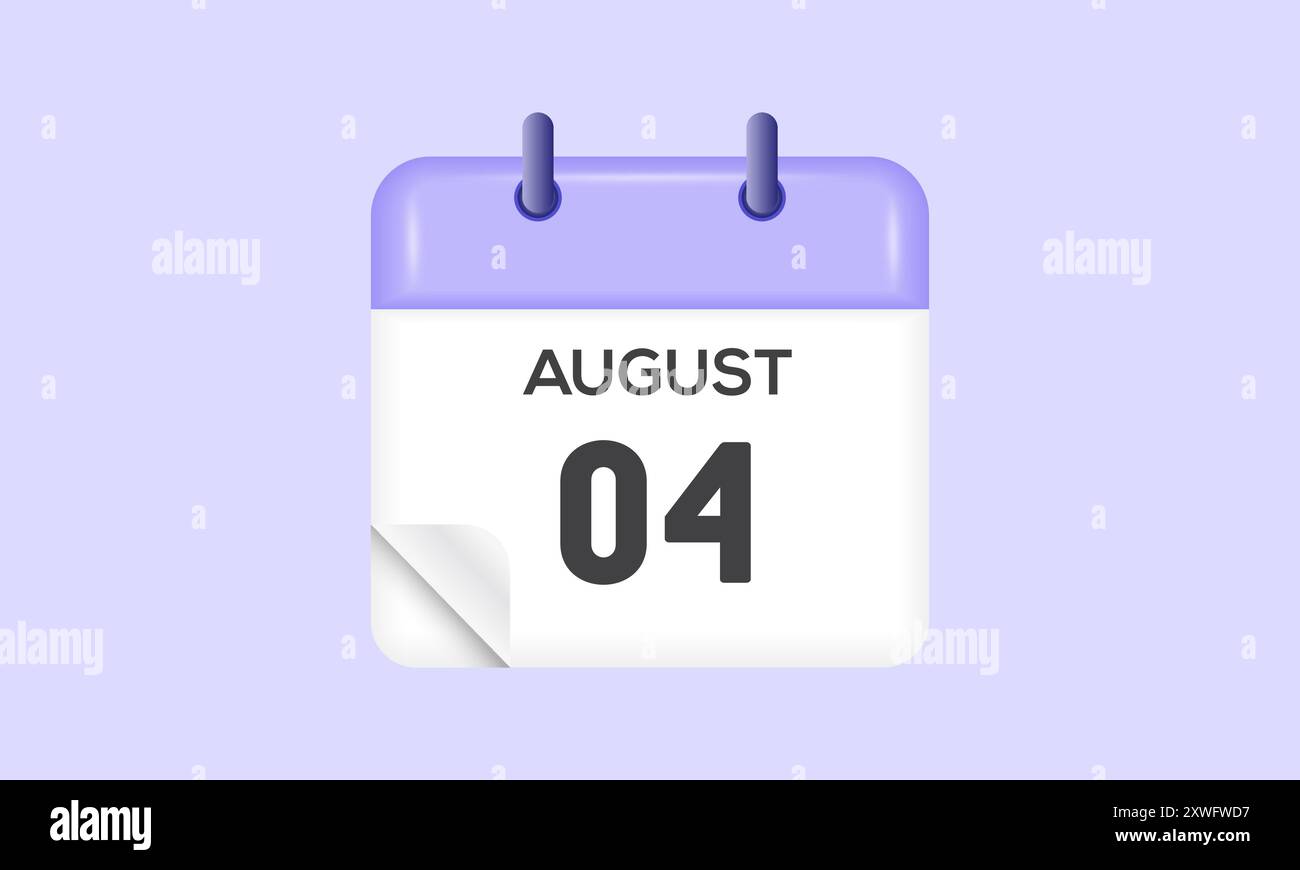 August 4 - calendar and Time planner. Daily Calendar Icon reminder ...