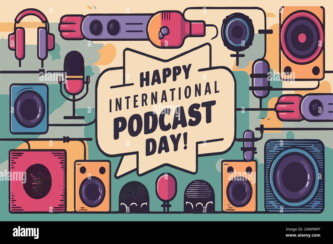 International Podcast Day on the Podcasting Community Stock Vector ...