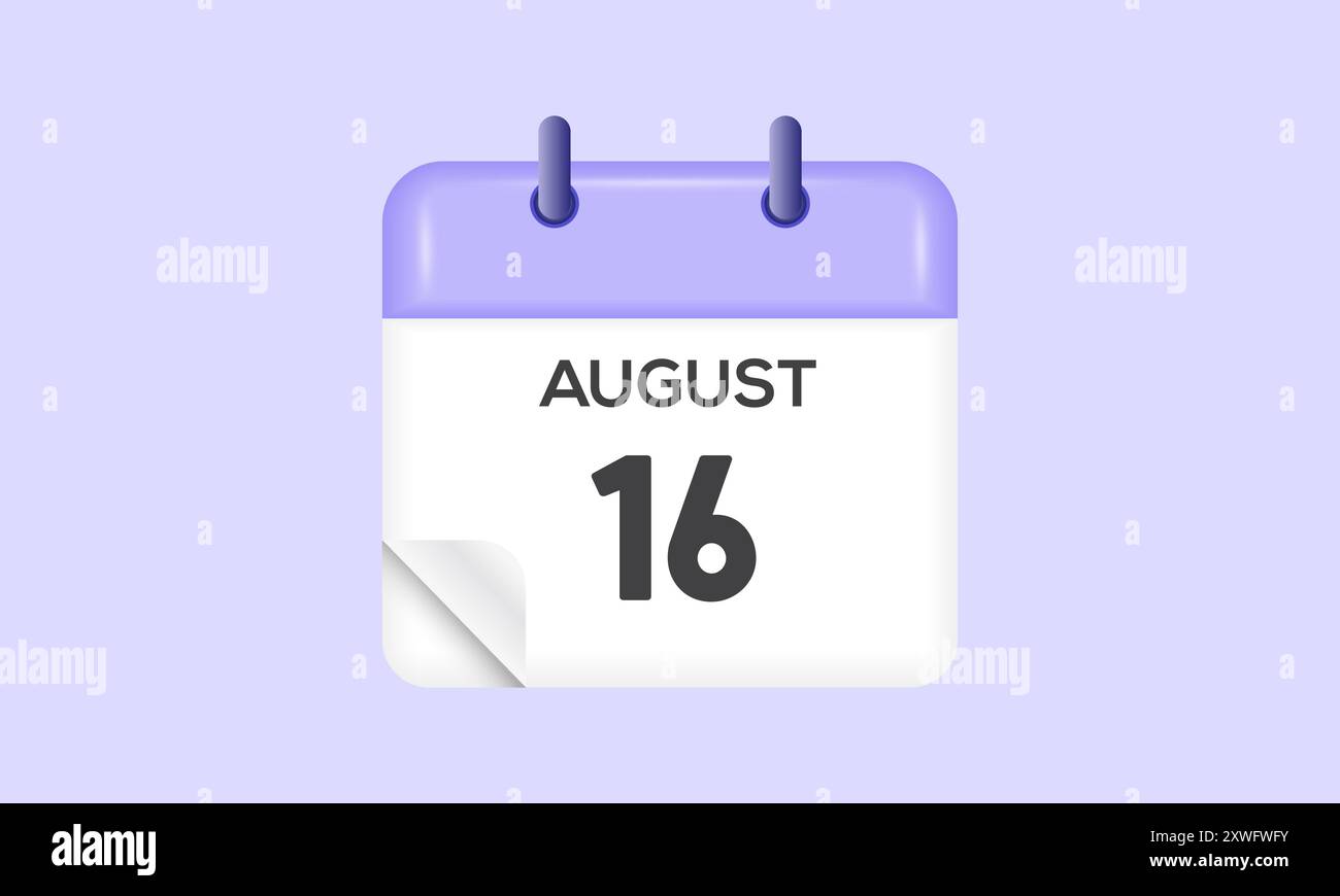 August 16 - calendar and Time planner. Daily Calendar Icon reminder ...