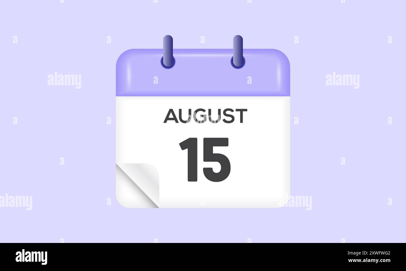 August 15 - calendar and Time planner. Daily Calendar Icon reminder ...