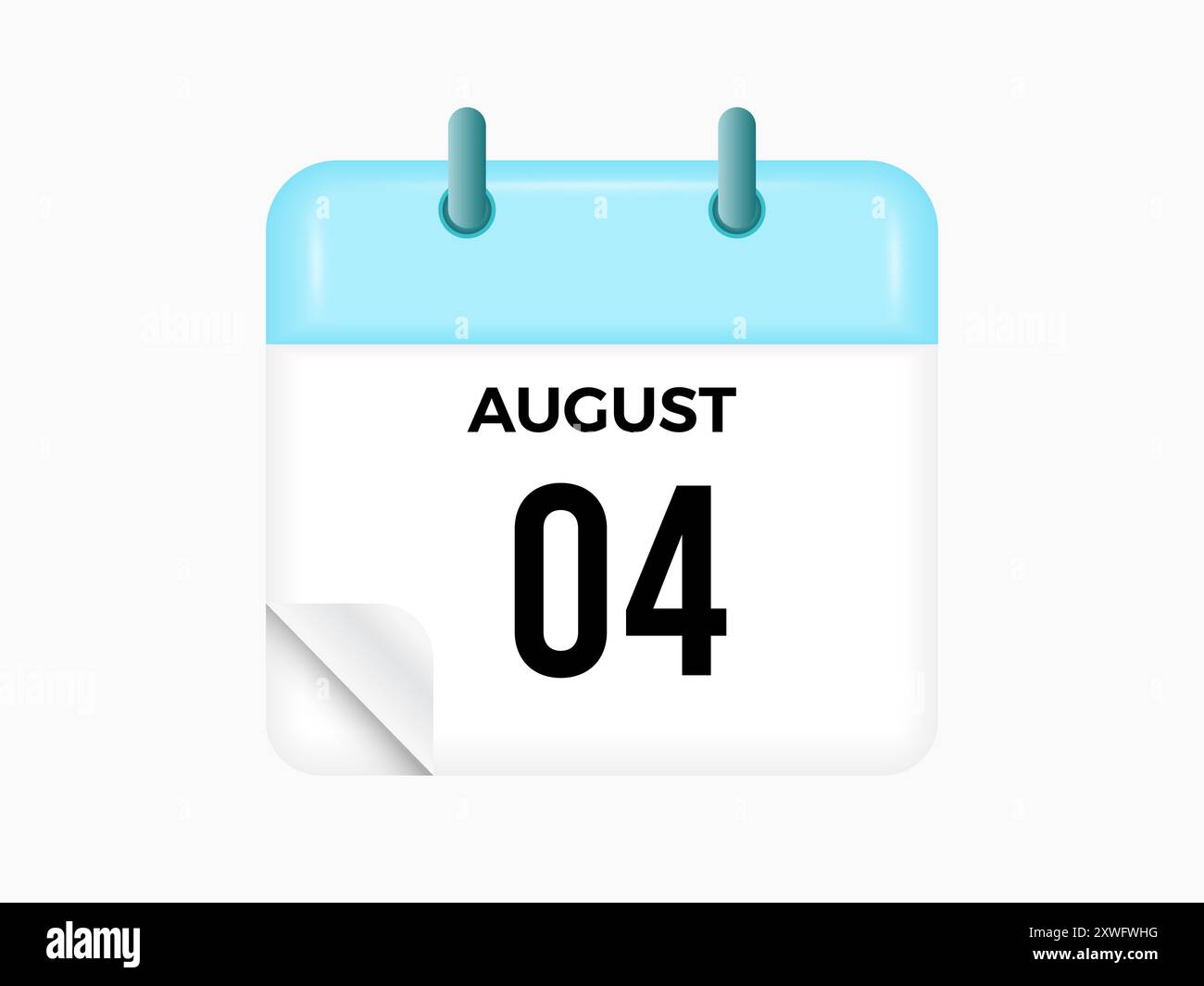 August 4 - calendar and Time planner. Daily Calendar Icon reminder ...