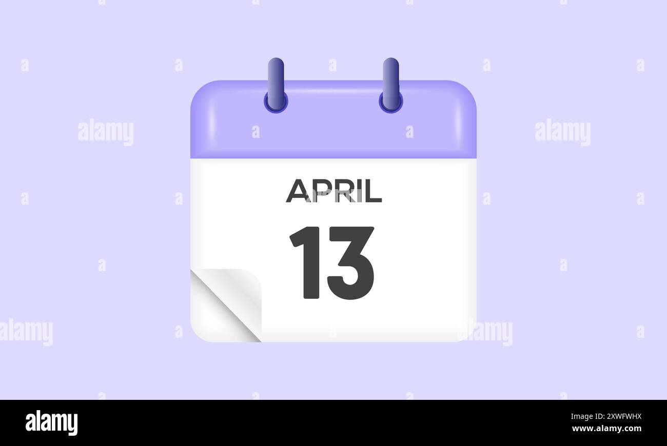 April 13 - calendar and Time planner. Daily Calendar Icon reminder ...