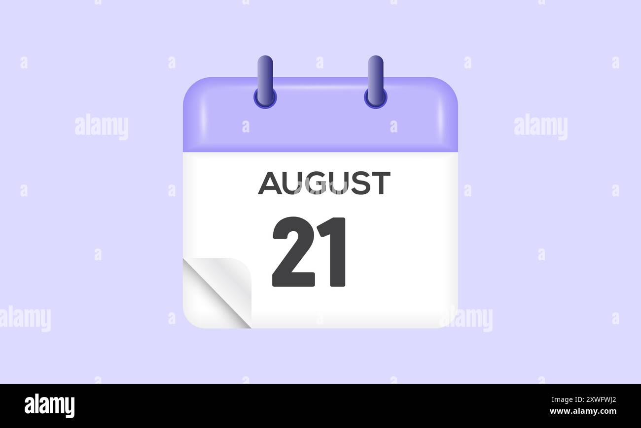 August 21 - calendar and Time planner. Daily Calendar Icon reminder ...