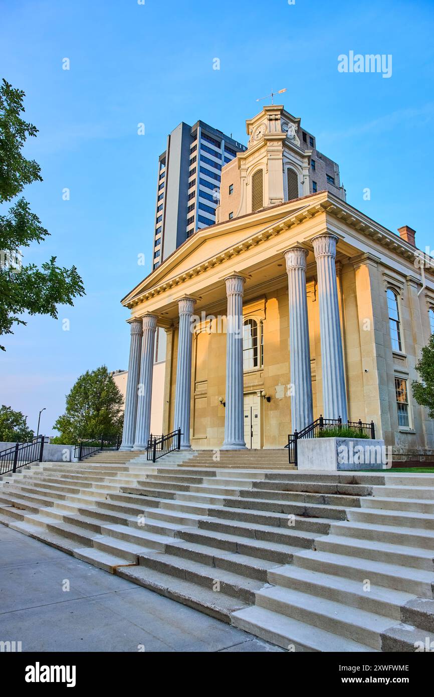 Neoclassical Courthouse and Modern High-Rise at Eye Level Stock Photo ...