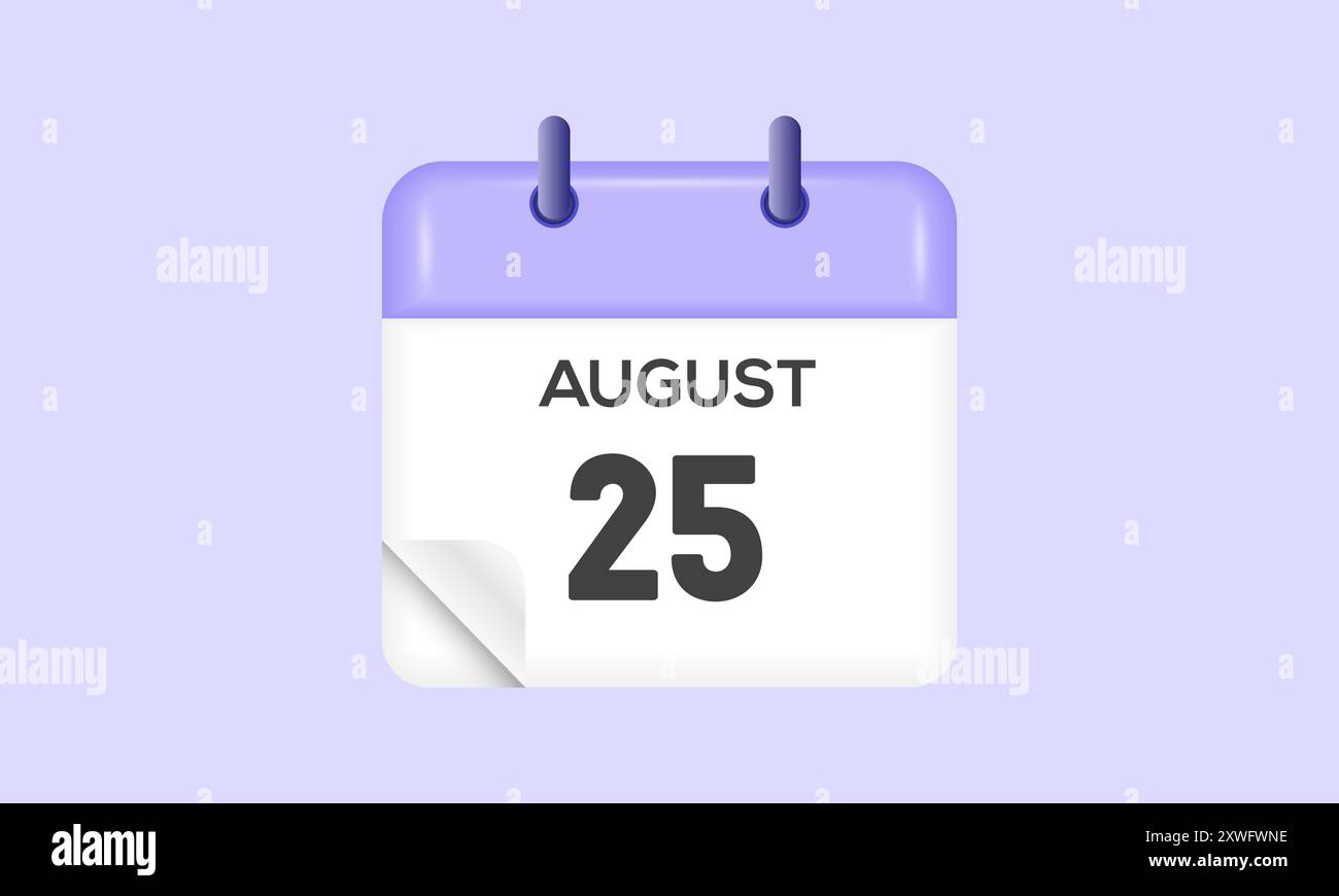 August 25 - calendar and Time planner. Daily Calendar Icon reminder ...