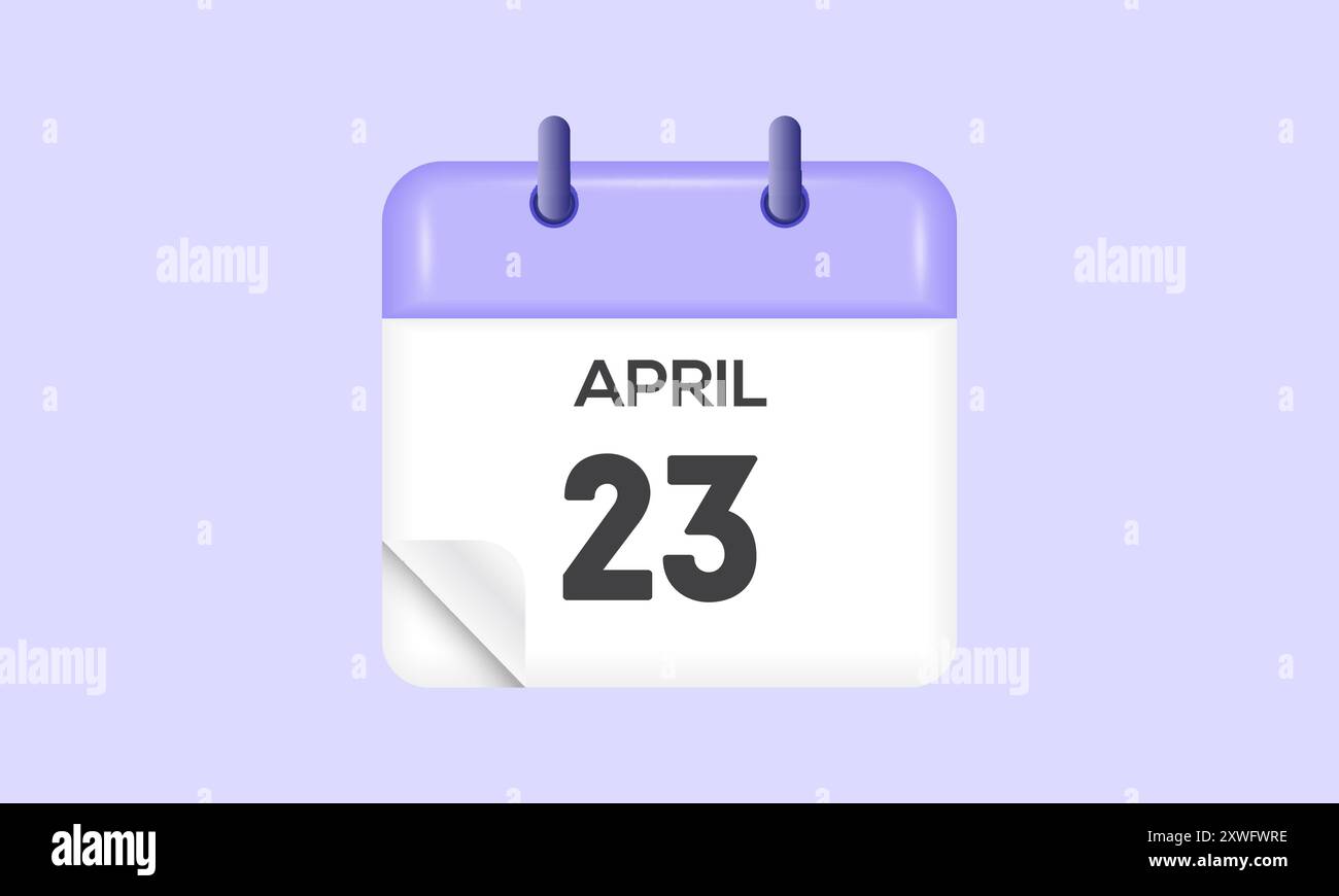 April 23 - calendar and Time planner. Daily Calendar Icon reminder ...