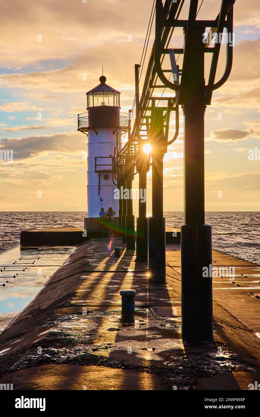 St. joseph north pier lighthouse sunset hi-res stock photography and ...