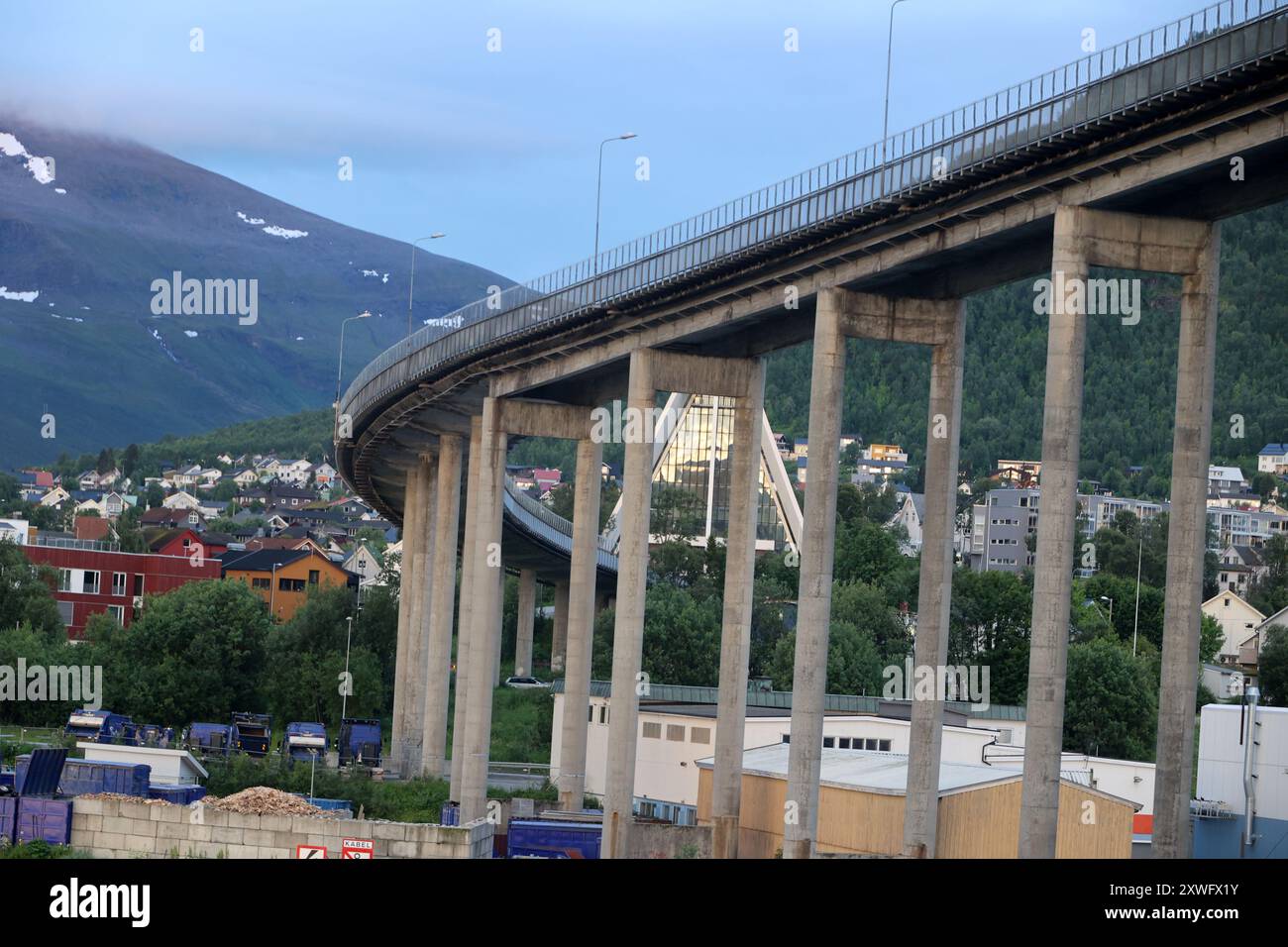 The Tromso Bridge- Tromsobrua in the northern Norwegian city of Tromso ...