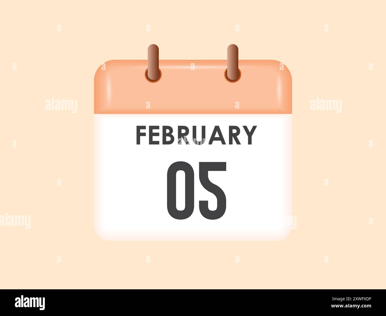 February 5 - calendar and Time planner. Daily Calendar Icon reminder ...