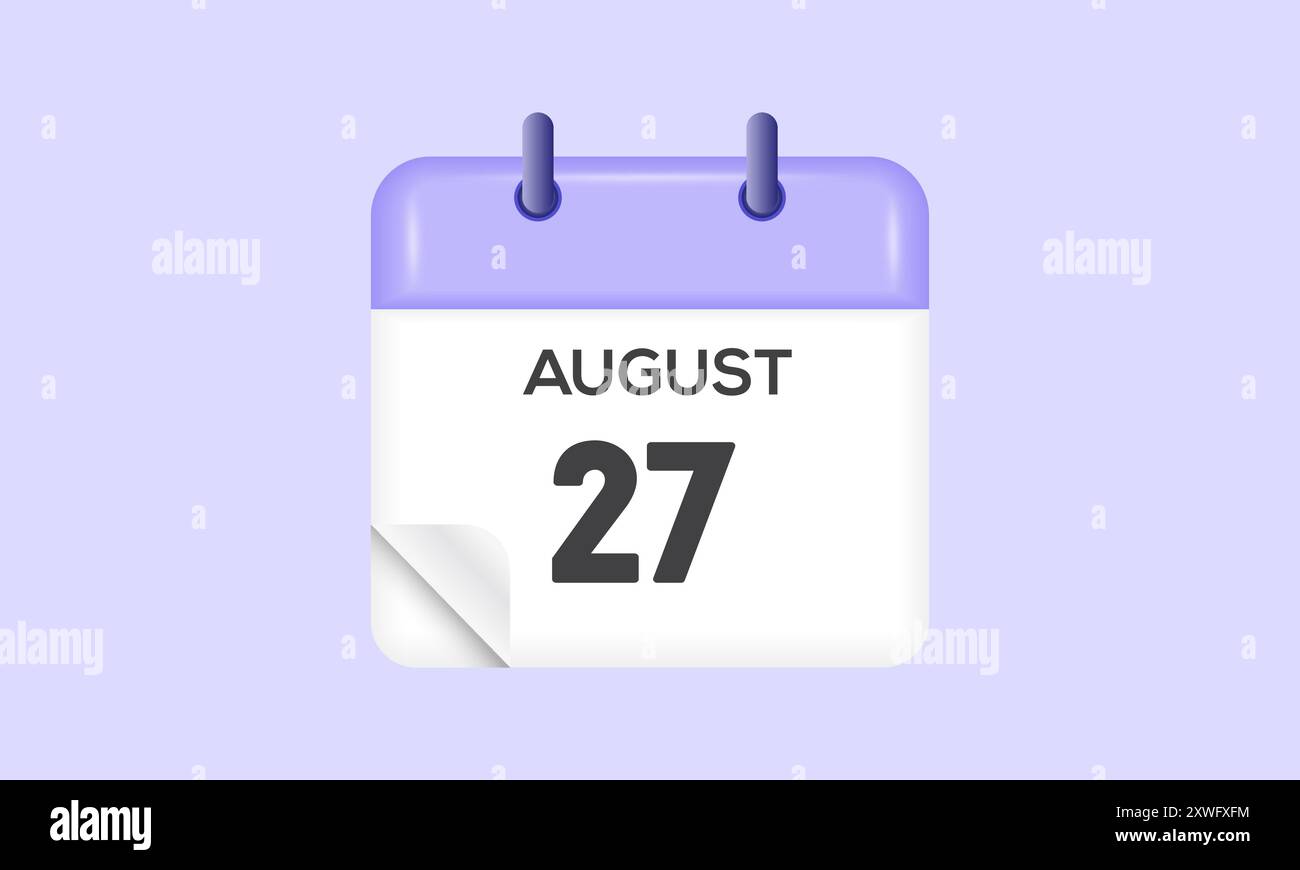 August 27 - calendar and Time planner. Daily Calendar Icon reminder ...