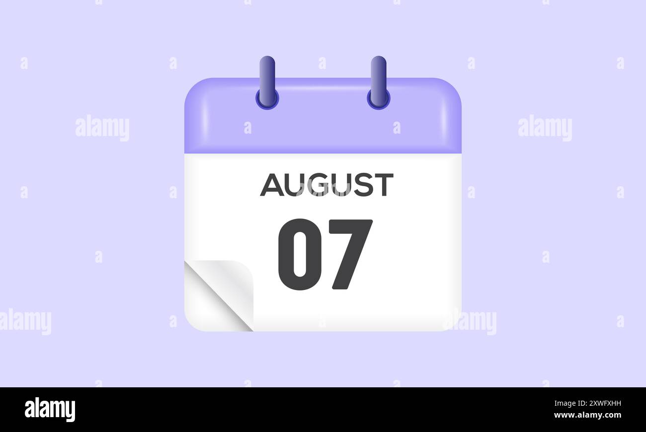 August 7 - calendar and Time planner. Daily Calendar Icon reminder ...