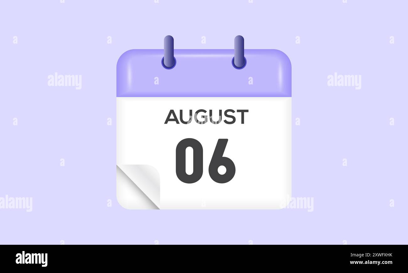 August 6 - calendar and Time planner. Daily Calendar Icon reminder ...