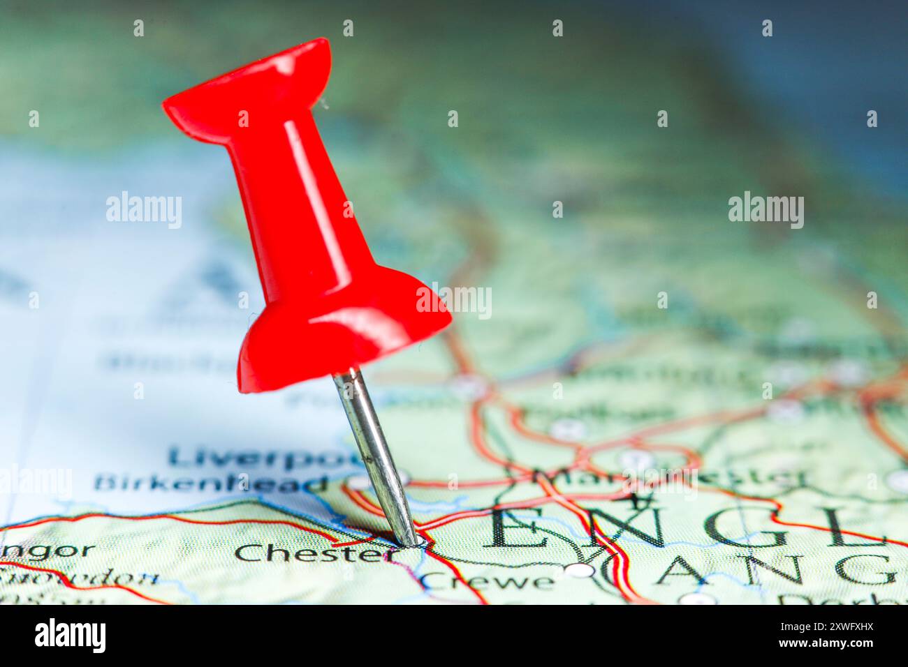 Chester, Great Britain pin on map Stock Photo - Alamy