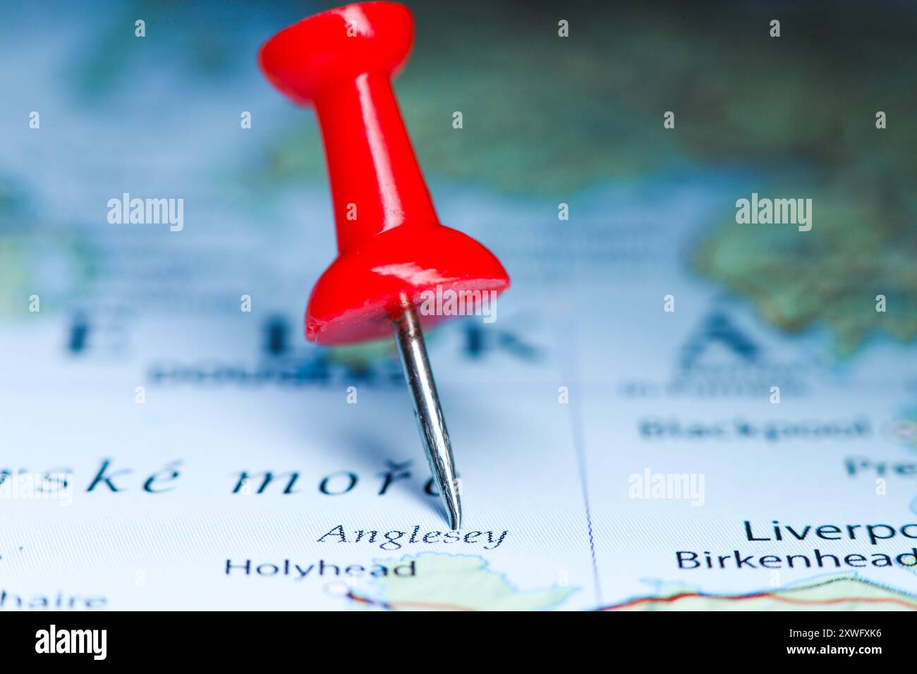 Anglesey, Great Britain pin on map Stock Photo - Alamy