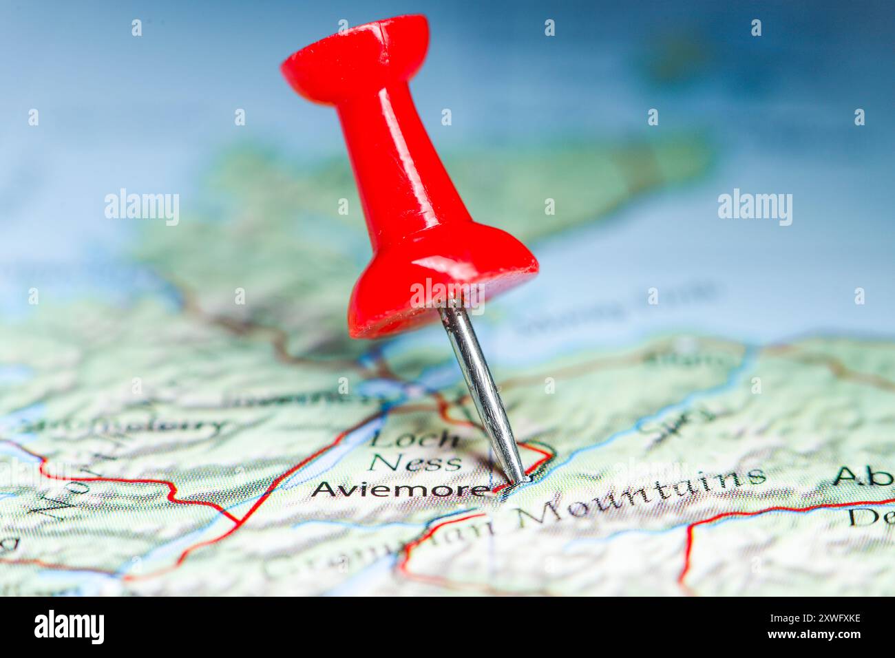 Aviemore, Scotland pin on map Stock Photo - Alamy