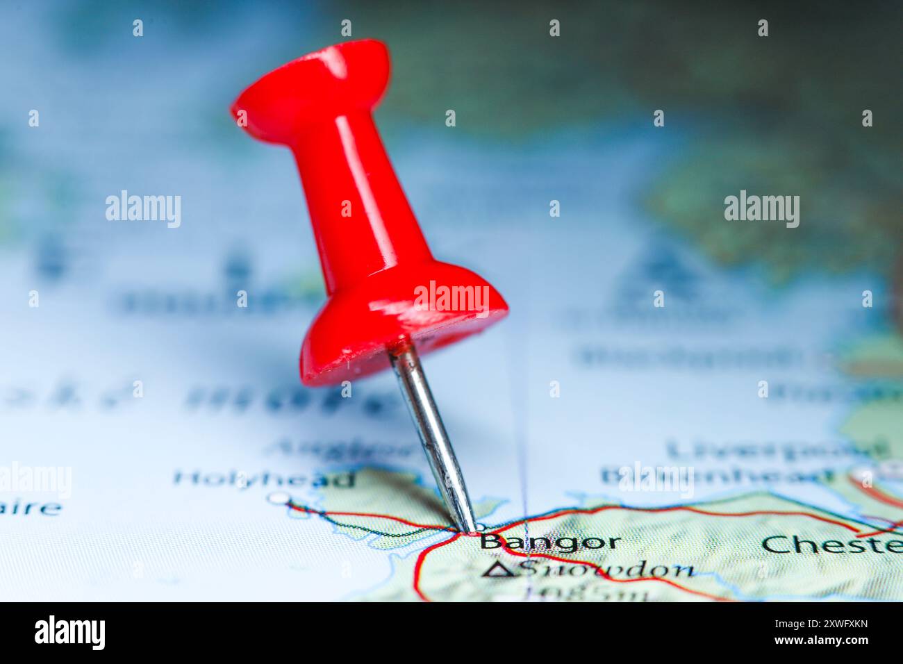 Bangor, Great Britain pin on map Stock Photo - Alamy