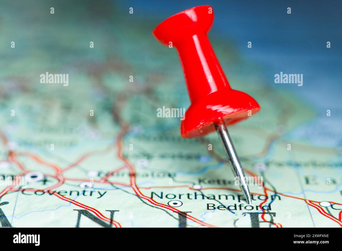 Bedford, Great Britain pin on map Stock Photo - Alamy